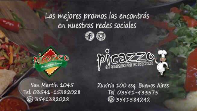 Menu at Picazzo Pizzería, Villa Carlos Paz, Pharmacy la Cuesta