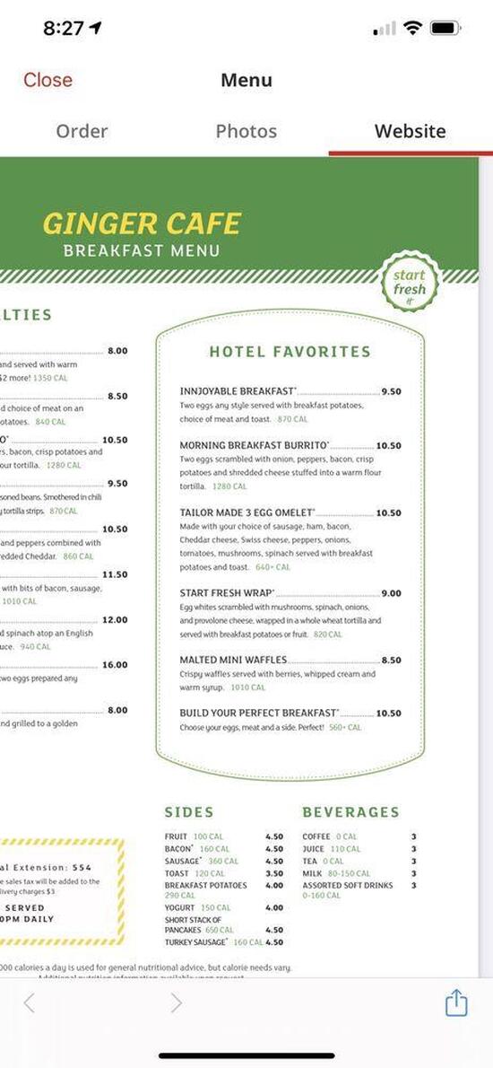 Menu at The Ginger Cafe, Torrance