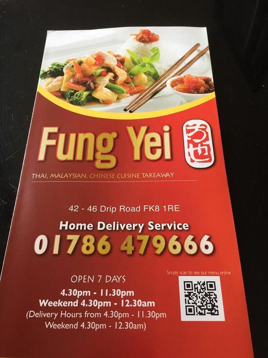 Menu at Fung yeichinesetakeaway restaurant, Australia
