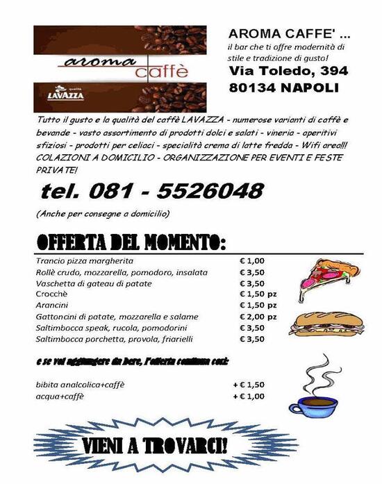 Menu at Aroma Caffè cafe, Naples