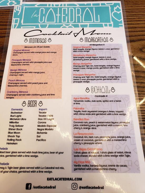 Menu at La Catrina Mexican Grill restaurant, El Paso