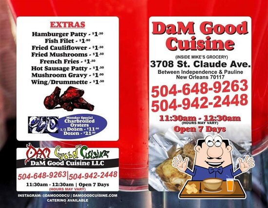 Menu at DaM Good Cuisine, New Orleans