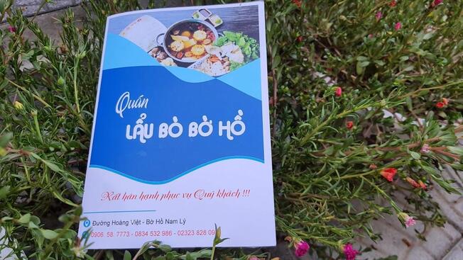 Menu at Quán Lẩu Bò Bờ Hồ restaurant, Đồng Hới