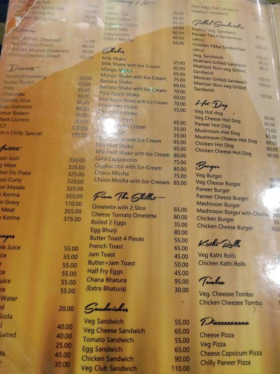 Menu at Hot N Chilli, India