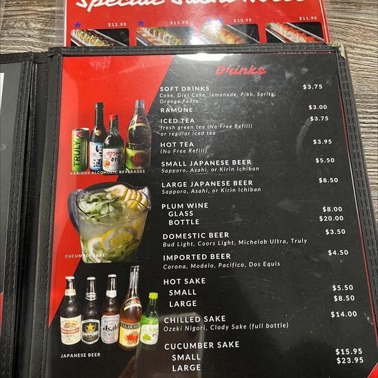 Menu at Samurai Sushi Bar, Hanford