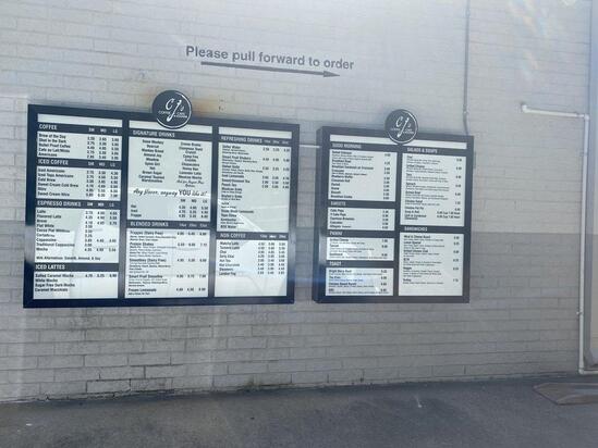 Menu at CJ's Coffee Cafe, Sherman, 818 N Travis St