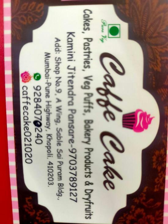 Menu at Cafe Cake, Khopoli