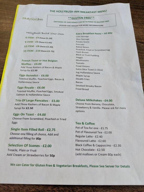 Menu at Hollybush Inn pub & bar, Ayr, A713