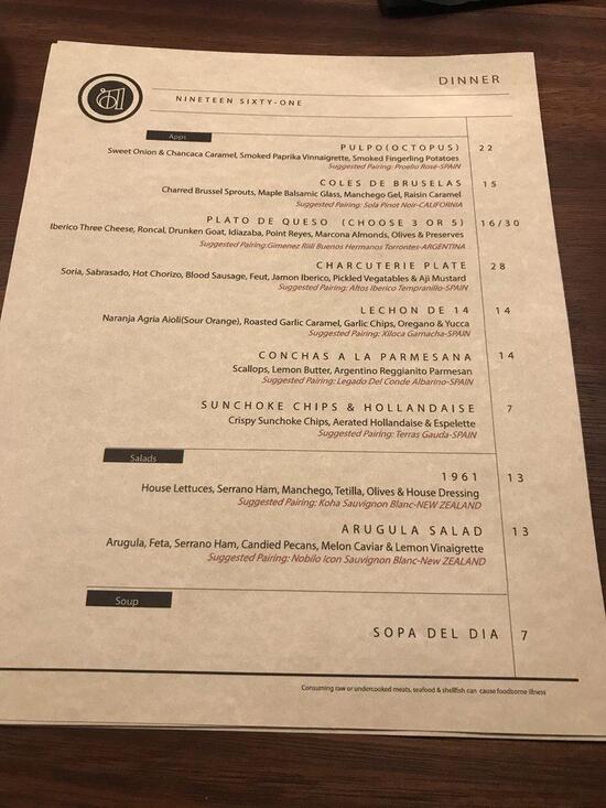 Menu at Nineteen61 restaurant, Lakeland, 215 E Main St