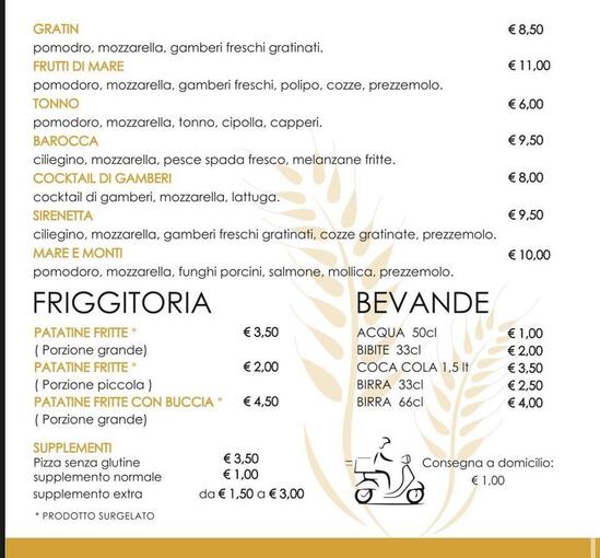 Menu au La Spiga restaurant, Ispica