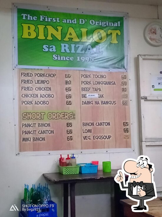 Menu at Binalot sa Rizal restaurant, Muntinlupa