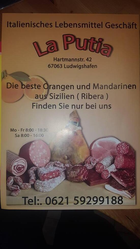 Menu at La Putia restaurant, Ludwigshafen