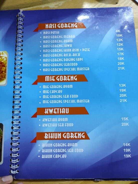 Menu at Master Seafood PPS restaurant, Gresik