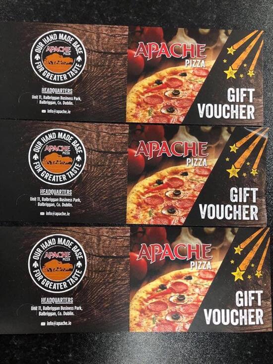 Menu at Apache Pizza restaurant, Gort