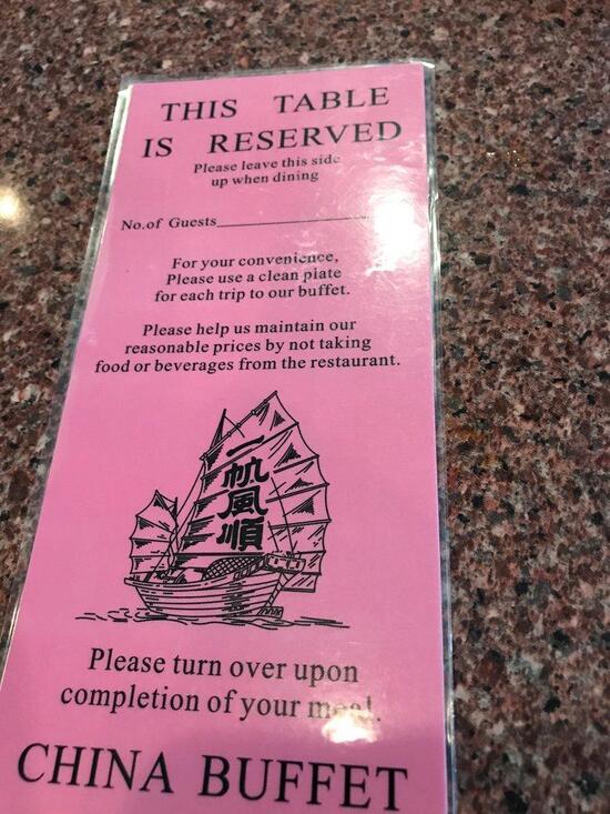 Menu at China Buffet restaurant, Appleton