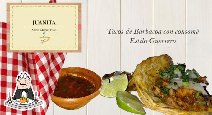 Menu at Tacos Juanita restaurant, Mexico City, Matlacoatl 40