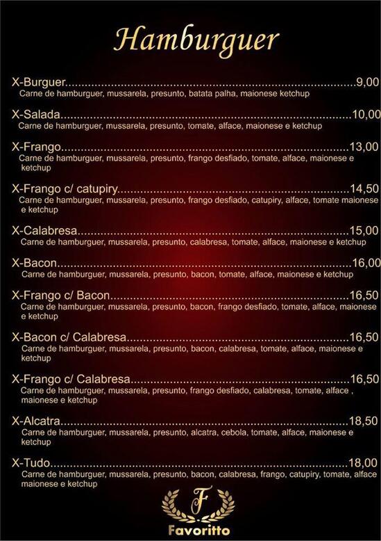 Menu em Sorvetes e Lanches Favoritto cafeteria, Maringá