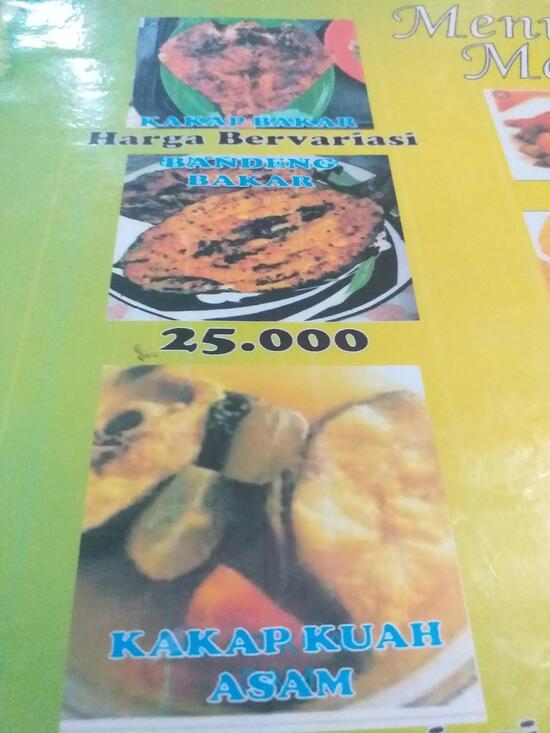 Menu at RM. Seafood Sari Rasa restaurant, Palu