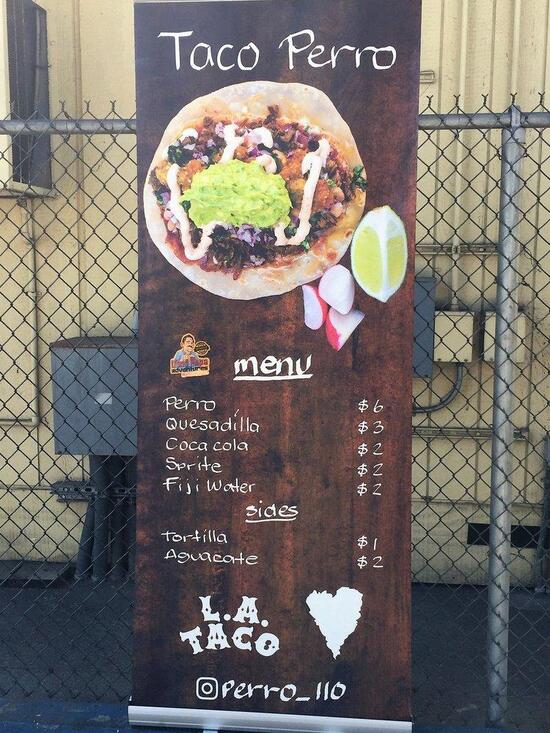 Menu at Perro 110 restaurant, Los Angeles, S Central Ave