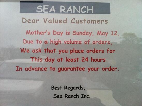 Menu at Sea Ranch restaurant, Wilmette