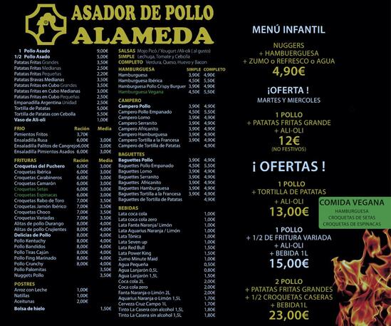 Carta de Asador de Pollo Alameda San Roque, San Roque