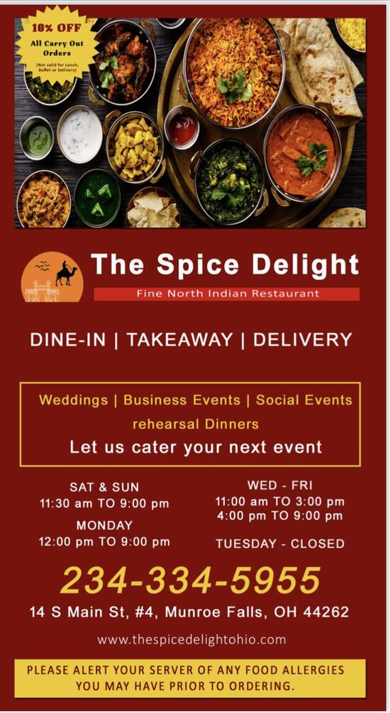 Menu at The Spice Delight Best Indian Restaurant South Indian Dum ...
