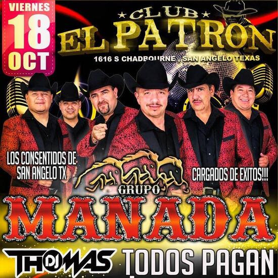 Menu at club patron, San Angelo