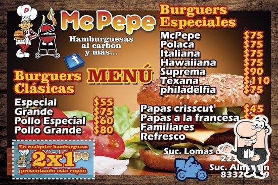 Menu at Mc Pepe Burguers restaurant, San Nicolás de los Garza