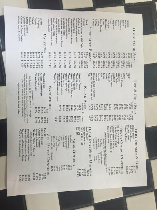 Menu at Billy's Texas BBQ, Boston, 530 Washington St