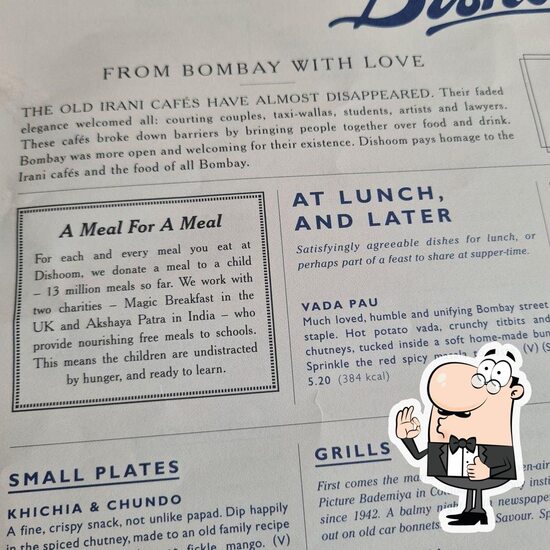 Menu at Dishoom Birmingham restaurant, Birmingham