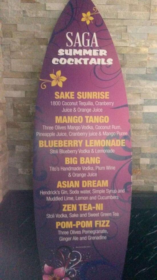 Menu at Saga Hibachi Steakhouse & Sushi, Bethel Park