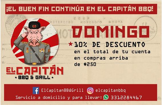 Menu at EL CAPITÁN BBQ & Grill, Guadalajara