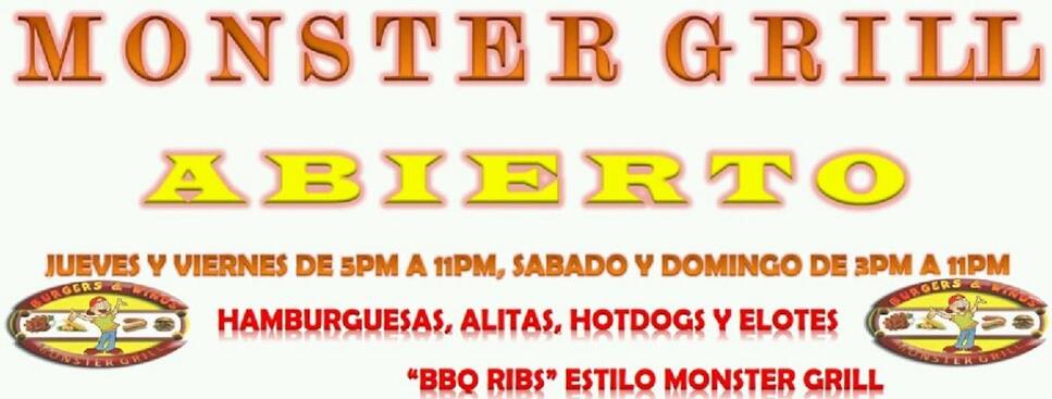 Menu at Monster Grill restaurant, Mexico City, Carretera Fed