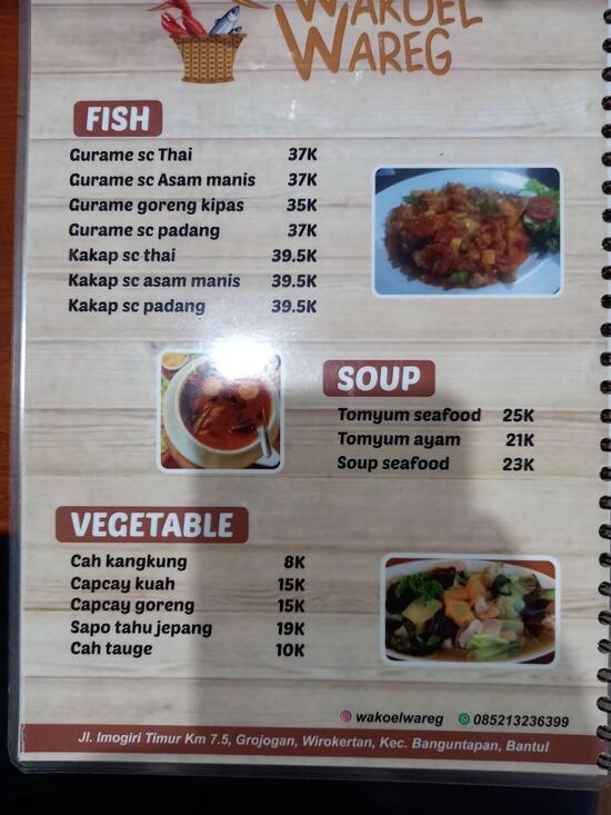 Carta del restaurante WW Wakoel Wareg, Bantul