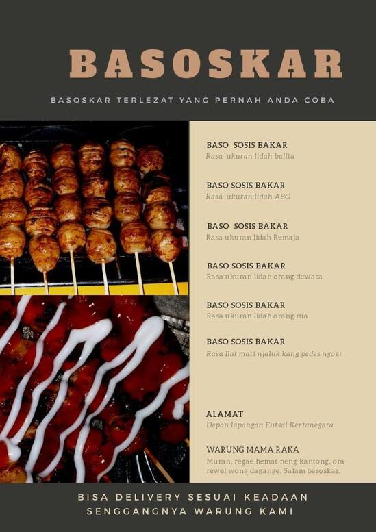 Menu at BASO DAN SOSIS BAKAR MAMA RAKA cafe, Kertanegara
