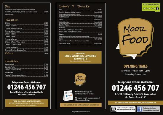 Menu at Moor Food fast food, Chesterfield