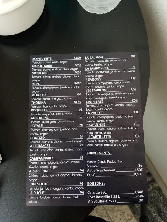 Menu au Chez Cindy & Dominique pizzeria, Nice