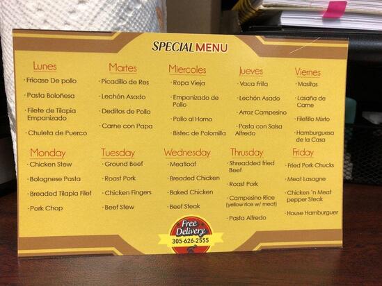 Menu at La Casa del Pan con Pan Restaurant, Hialeah