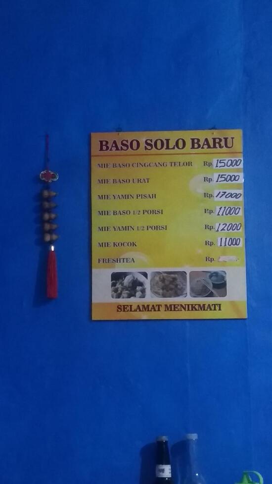 Menu at Baso Solo Baru, Bandung, Jl. Asep Berlian No.55