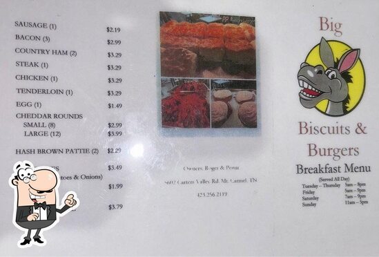 Menu at Big A$$ Biscuits & Burgers restaurant, Mount Carmel