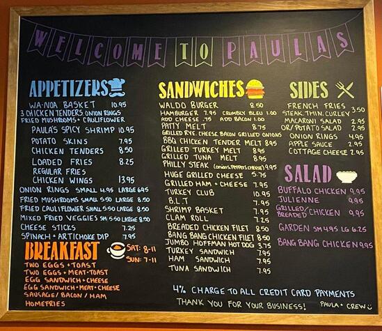 Menu at Paula's at WaNoa restaurant, Minoa