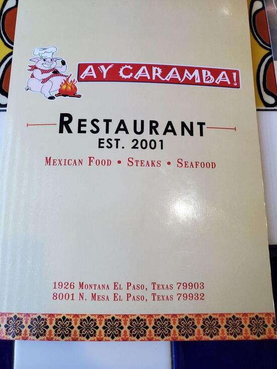 Menu at Ay Caramba Restaurant, El Paso, Montana Ave