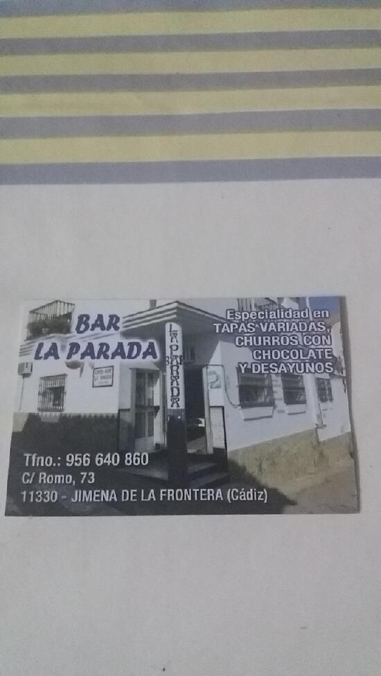 Menu at Bar La Parada, Jimena de la Frontera, C. Romo