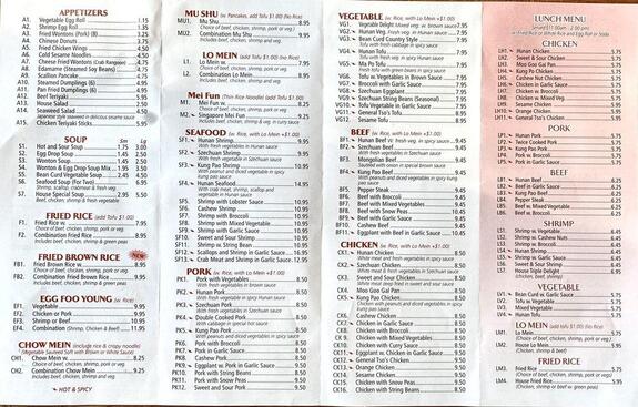 Menu at Beijing Kitchen restaurant, Scottsville