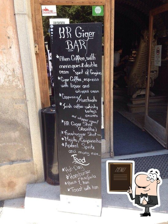 Menu at HR Giger Bar Museum, Gruyères