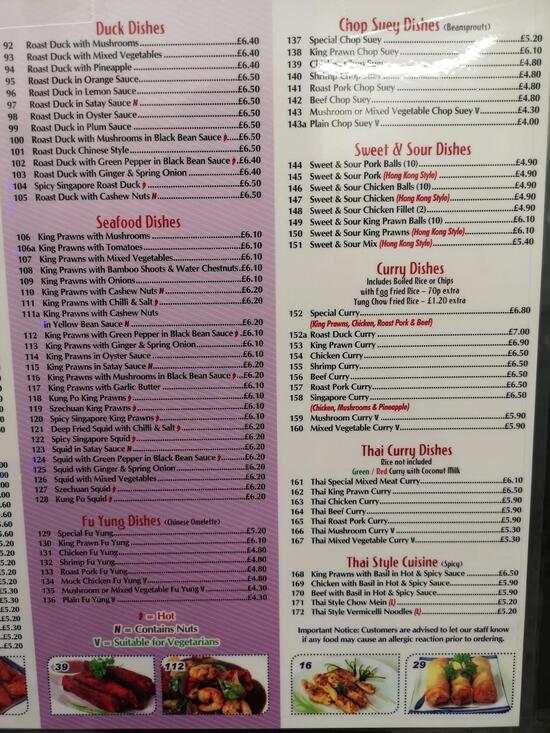 Menu at Magic Wok fast food, Southend-on-Sea