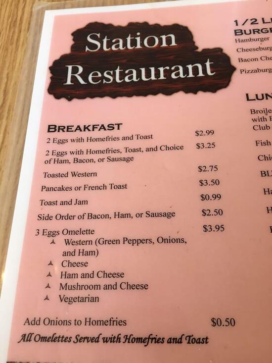 Menu at Station Restaurant, Windsor