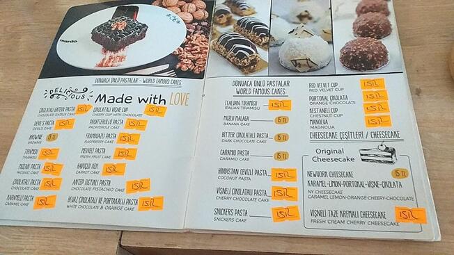 Menu at Mardo Terminal, Güzelyurt, 5XRV+WH4