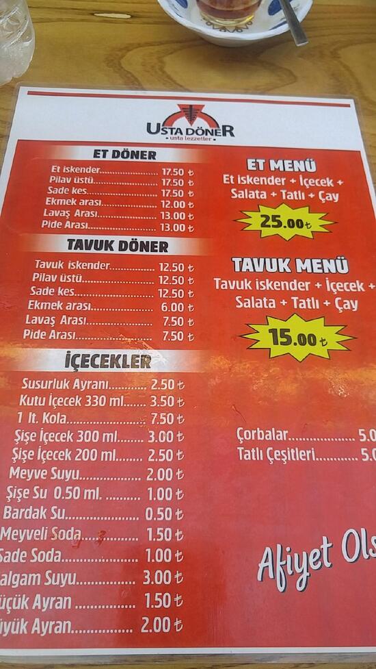 Menu at USTA DÖNER, Karasu