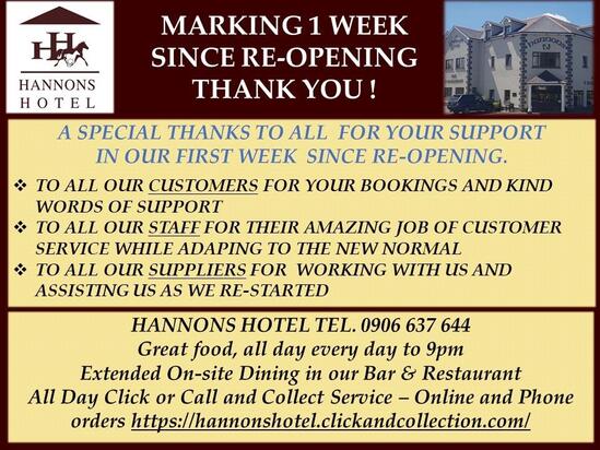 Menu at Hannon's Hotel pub & bar, Roscommon